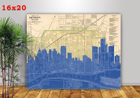 Detroit Skyline Poster Detroit Art Print Detroit Decor | Etsy