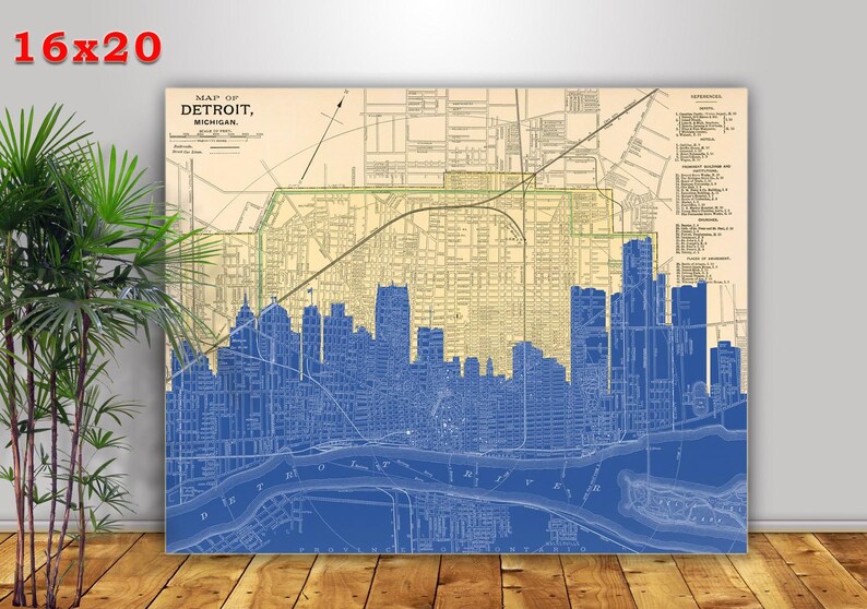 Detroit Skyline Poster Detroit Art Print Detroit Decor - Etsy