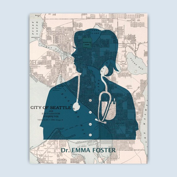 Personalized Woman Doctor Print Doctor Office Decor MD | Etsy