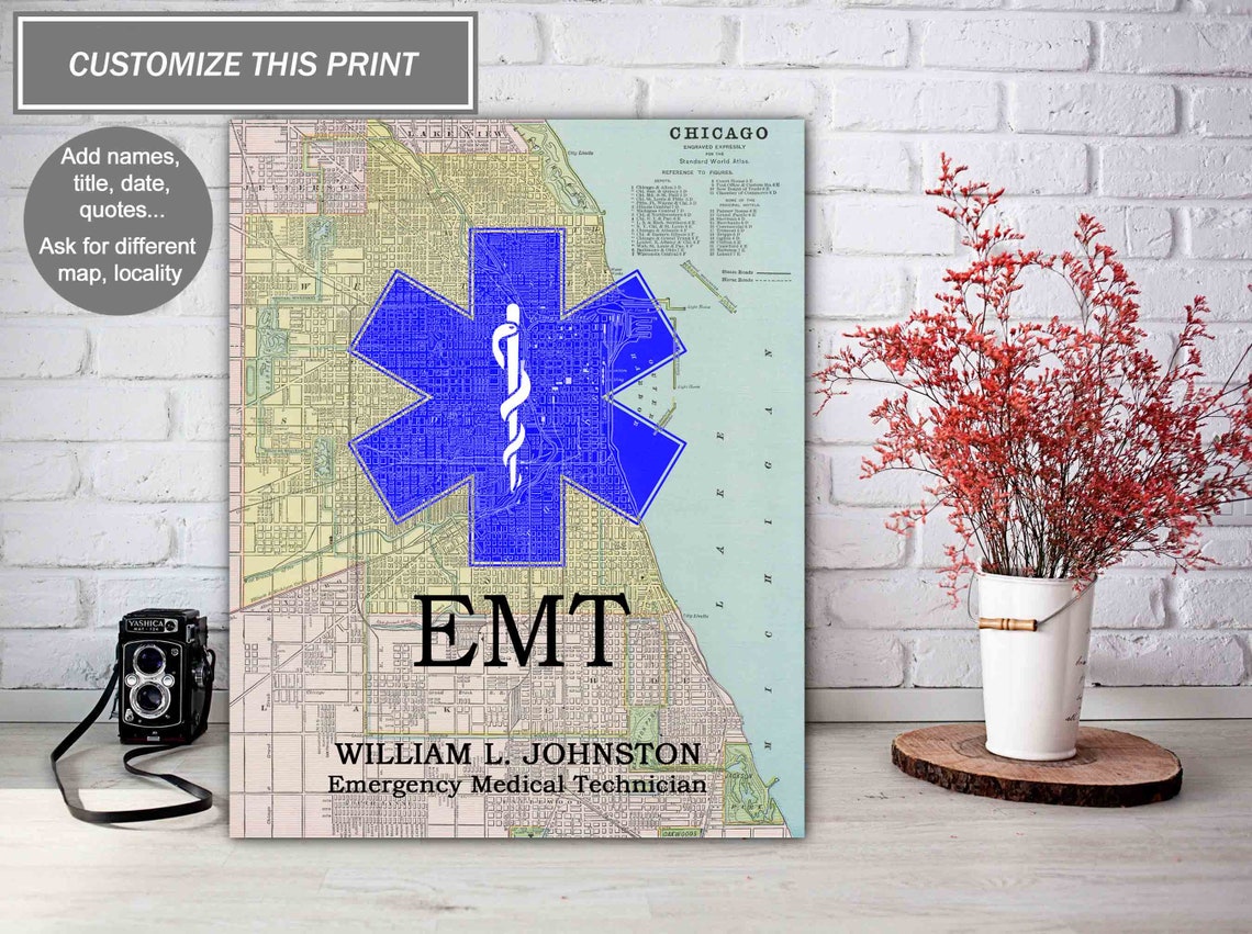 Custom EMT Map Print, Personalized Graduation Gift - Etsy