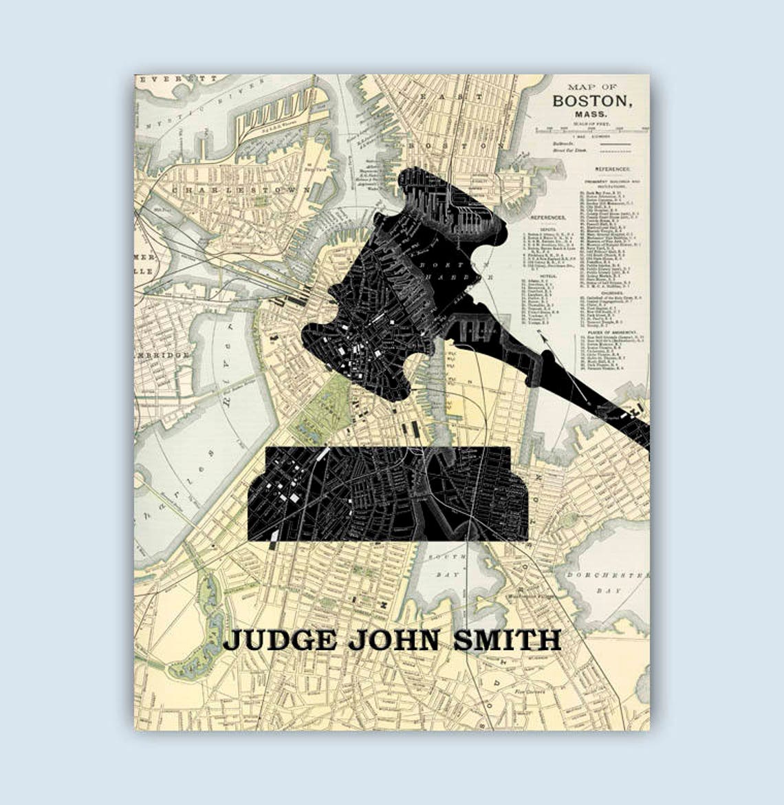 Personalized Judge Gift, Gavel Art Print, Chicago Map Poster - Etsy