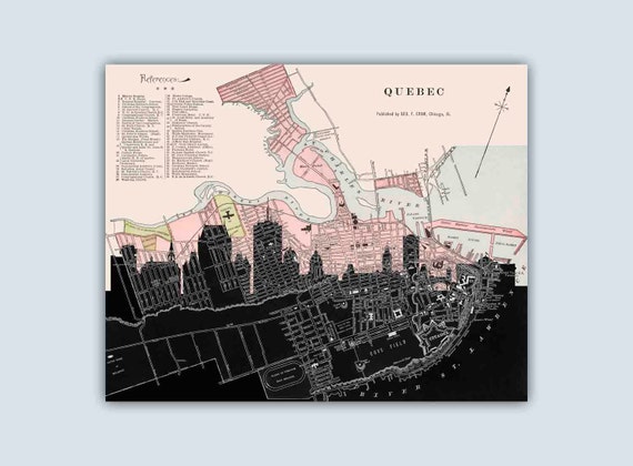 Quebec City Skyline Quebec Map Art Personalized Skyline | Etsy