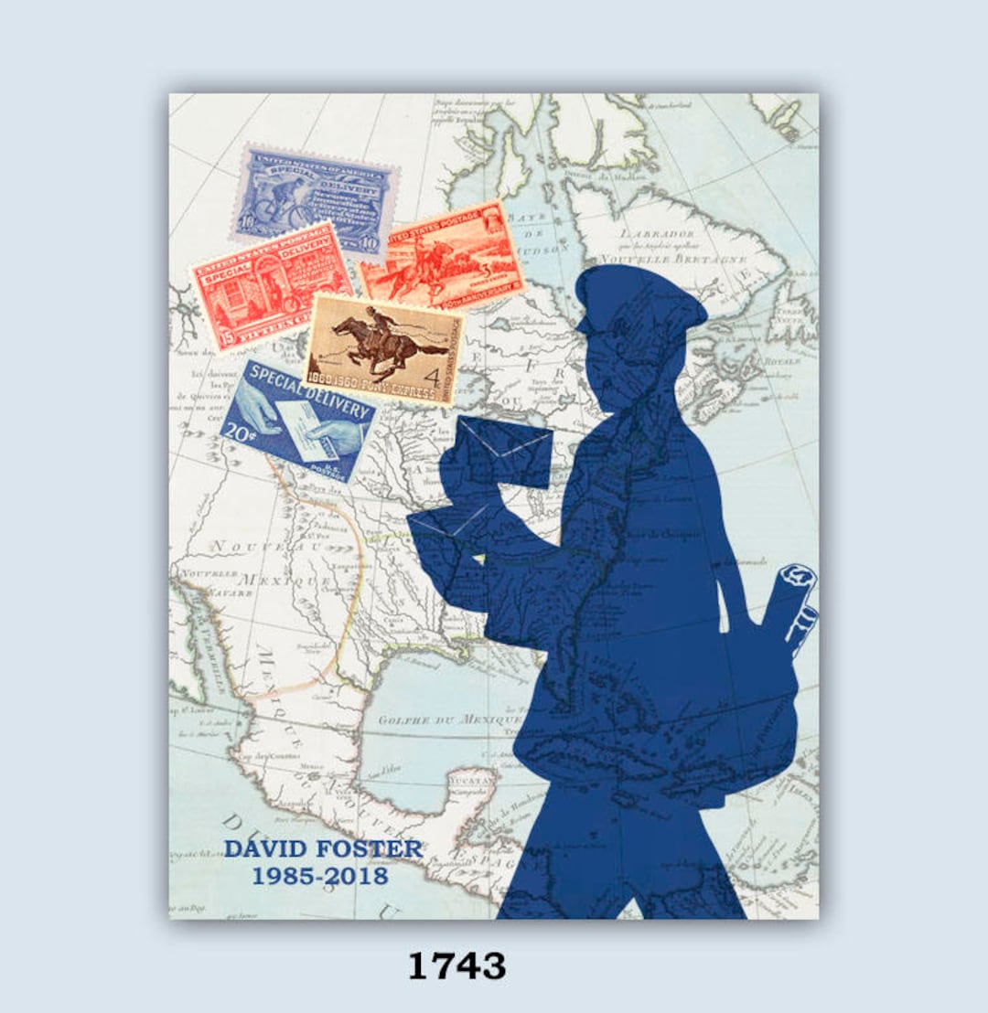 Gift for Mailman, Personalized Postal Worker, Postman Map Stamps Poster ...