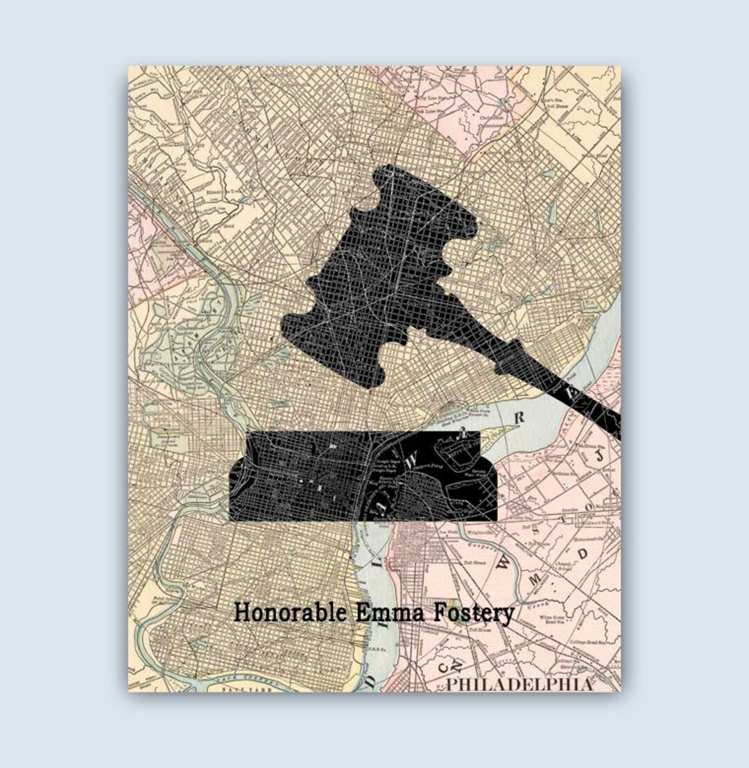 Judge Print, Personalized Philadelphia Judge Gift, Justice, Gavel ...