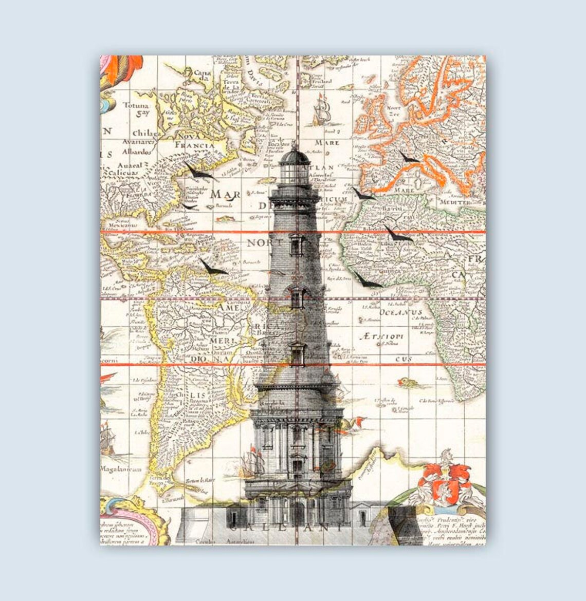 Lighthouse Poster Lighthouse Map Art Nautical Art Mappa - Etsy