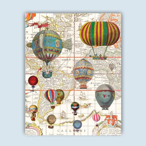 Hot Air Balloon Art Print Mappamundi Decor World Map Poster - Etsy