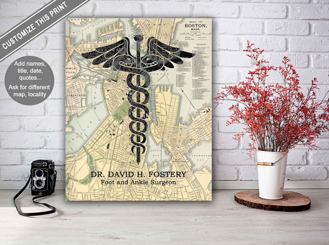 Personalized Foot and Ankle Surgeon Map Art, Graduation Gift - Etsy