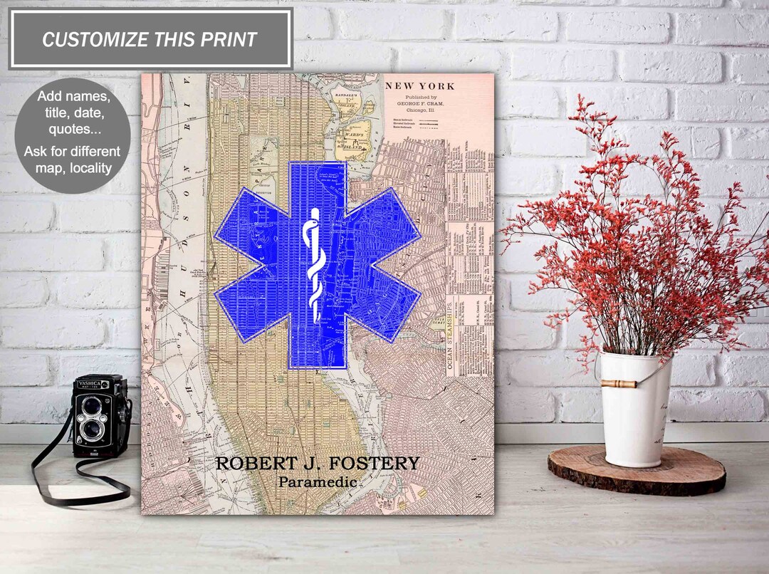 Paramedic Custom Print, Paramedic Graduation, Paramedic Retirement Gift ...