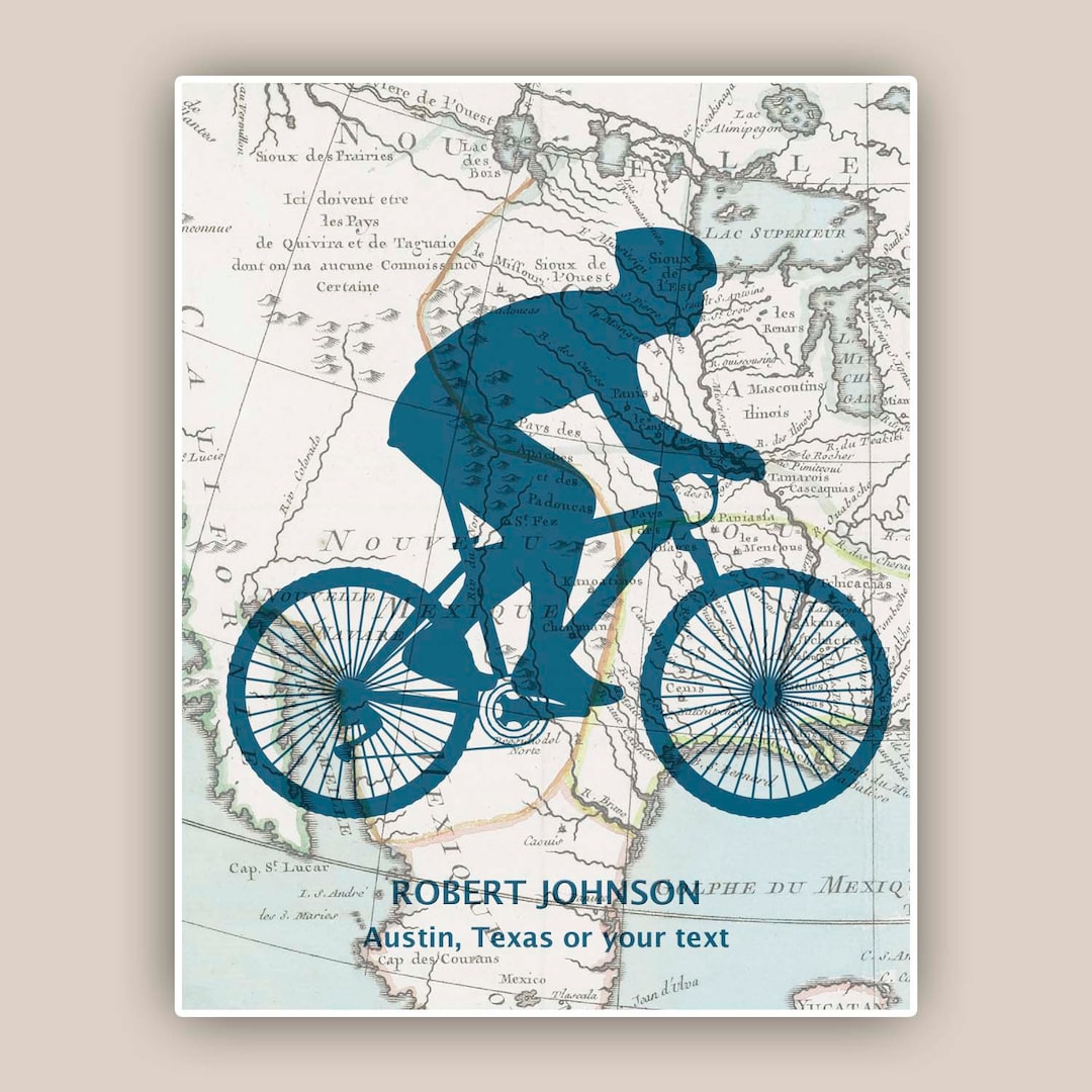 Bike Art, Bicyclist Gifts, PERSONALIZED Cyclist Gift, Bike Print, Bike ...