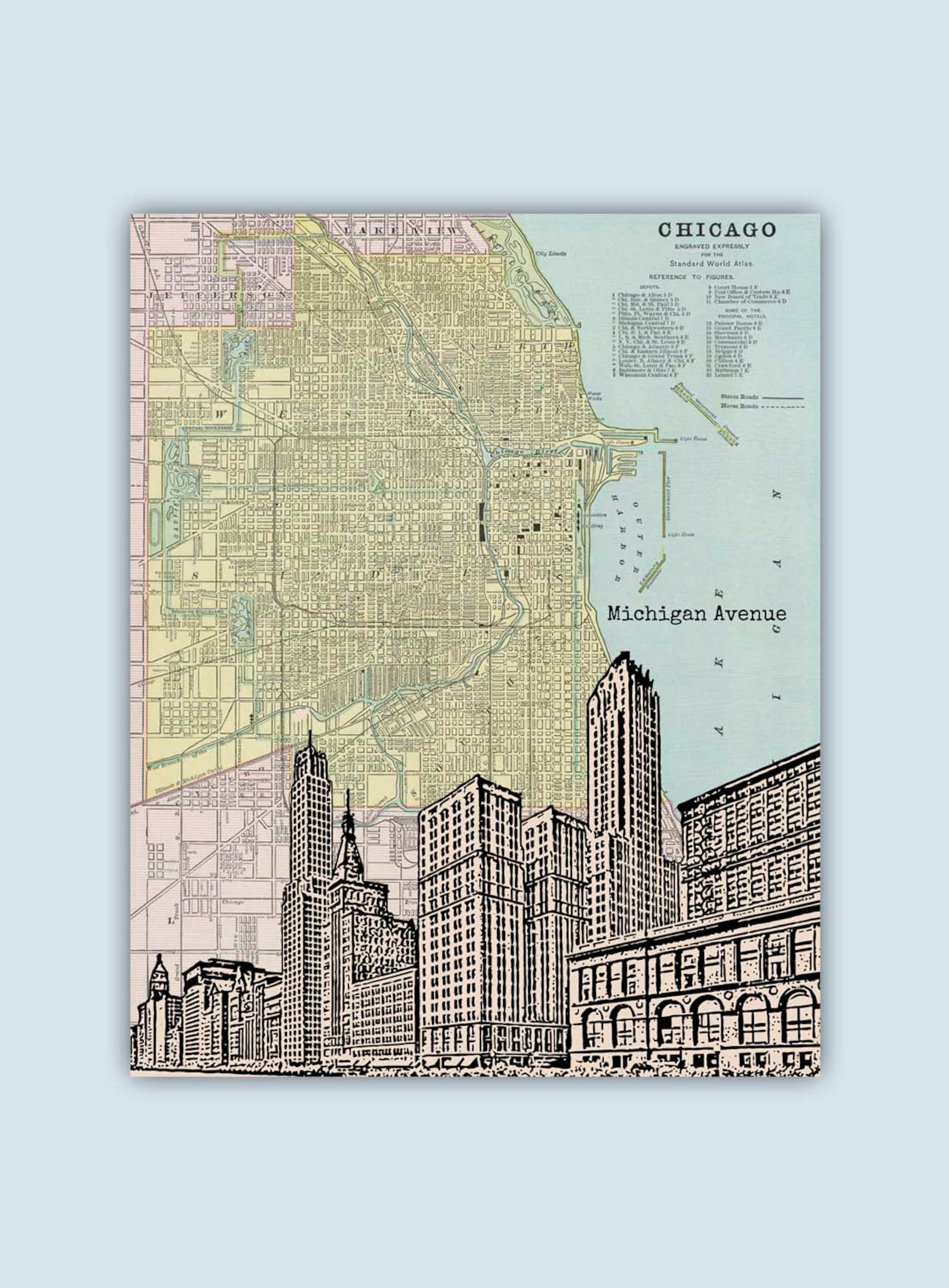 Chicago Art Print Chicago Map Chicago Wall Art Personalized - Etsy