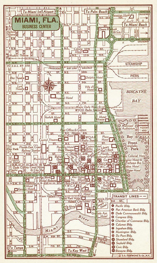 Miami Old Map Miami Print Miami Street Map Miami Vintage | Etsy