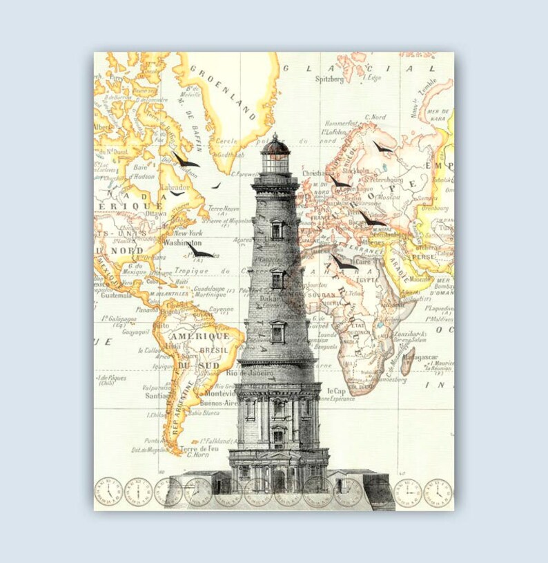 Lighthouse Poster Lighthouse Map Art Nautical Art Mappa - Etsy