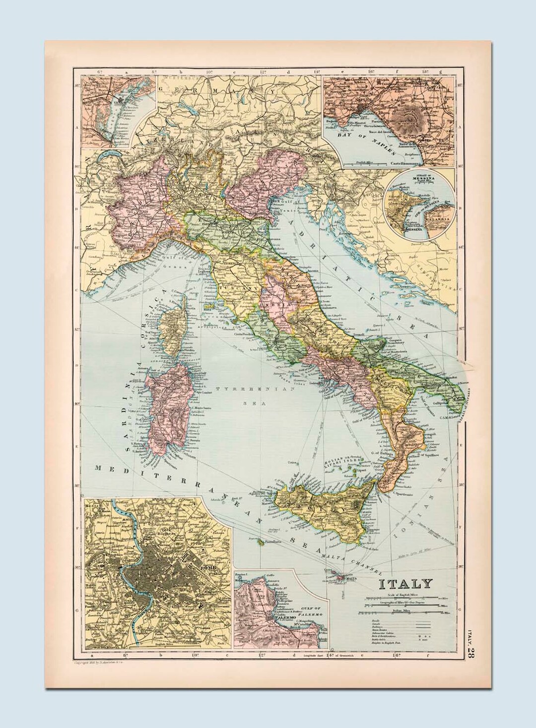 Old Italy Map Poster, Travel Gifts, Vintage Italy Map, Italy Map Art ...