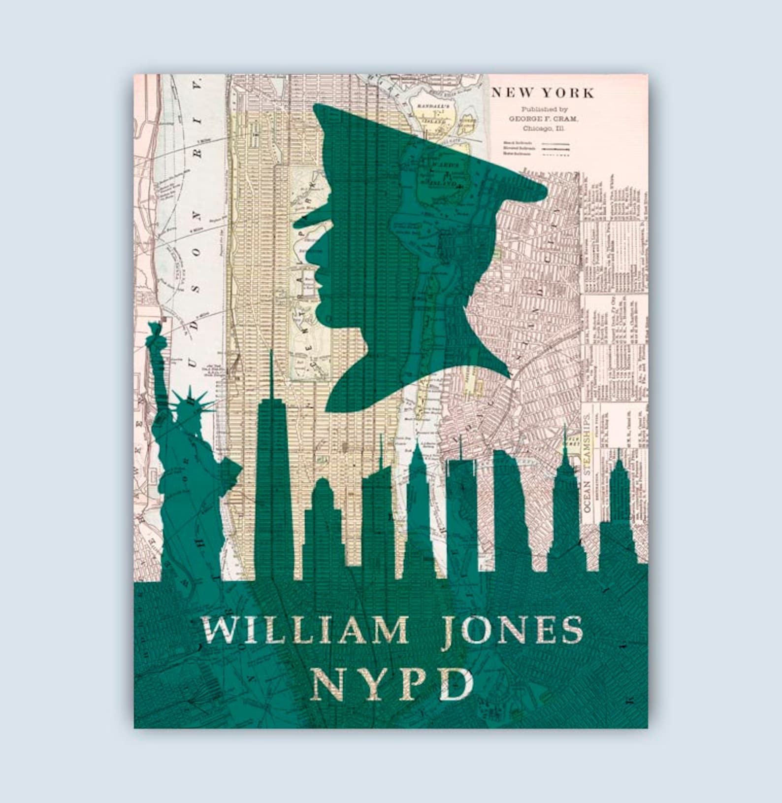 Police Officer Gift Police Print Combined Outlines Policeman - Etsy