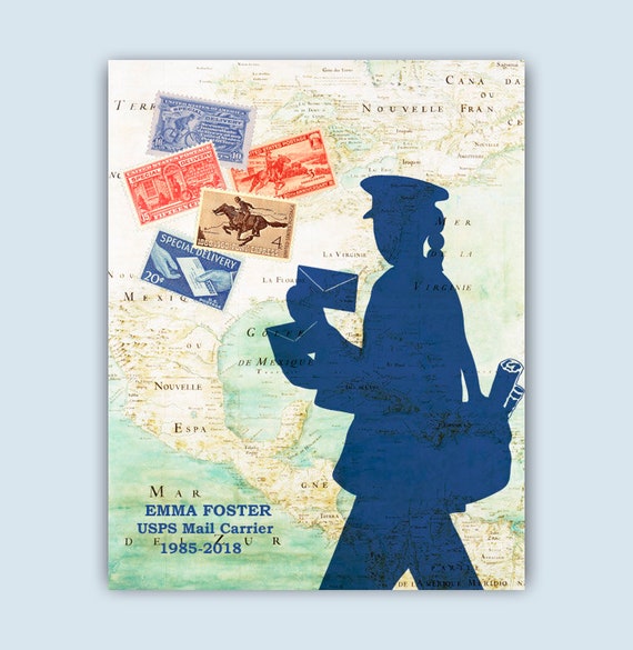 Mailman Print Female Mail Carrier Personalized Postal Female | Etsy