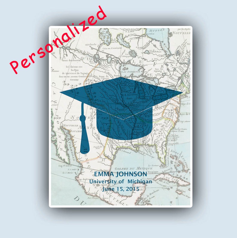 Graduation Art Personalized Graduation Gift Map Graduation - Etsy