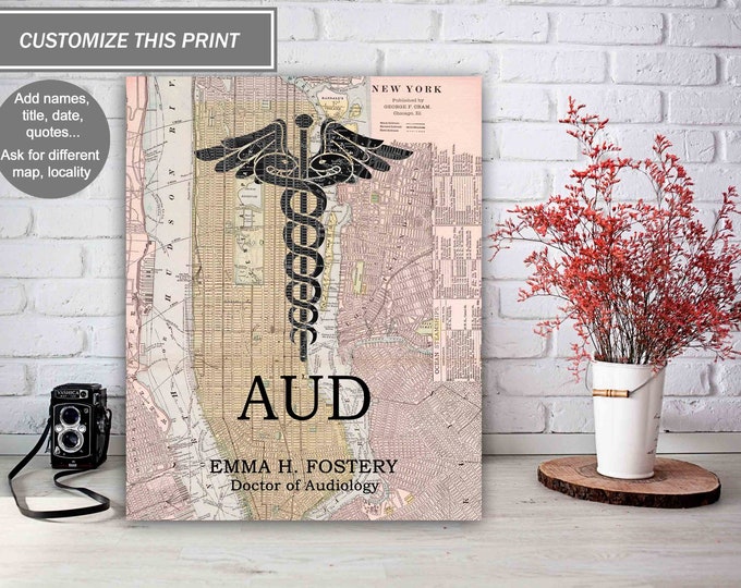 Custom Doctor of Audiology AUD Print, AUD Graduation Gift, Audiologist ...