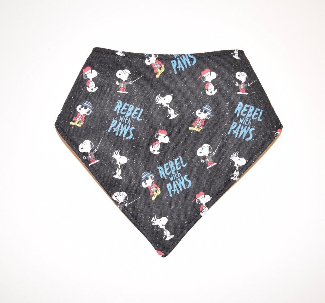 Snoopy-rebel With Paws, Reversible Dog Bandana, Snap Closure Bandana - Etsy