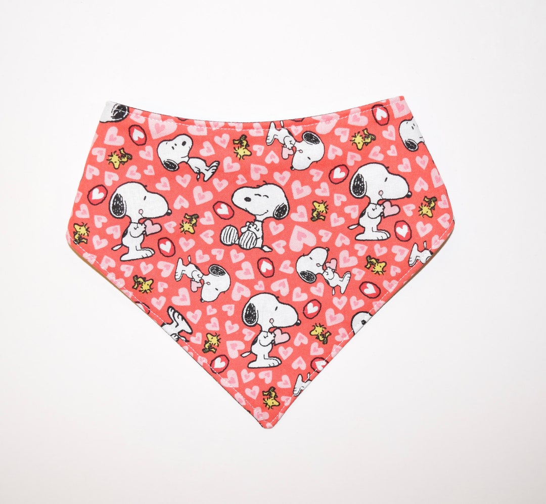 Snoopy & Woodstock Hearts/love, Reversible Dog Bandana, Snap Closure ...