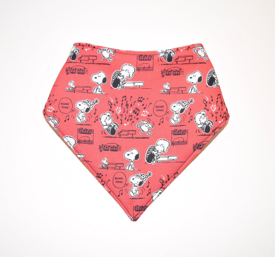 Snoopy Happy Dance, Reversible Dog Bandana, Snap Closure Bandana - Etsy