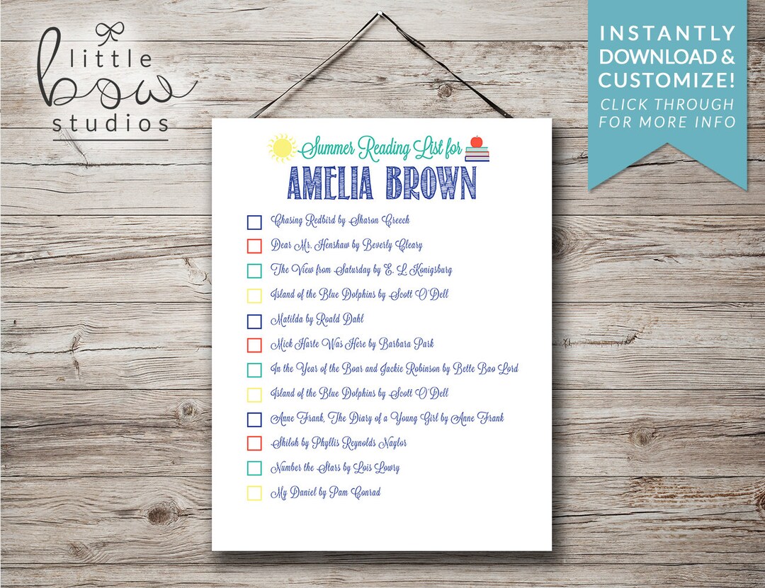 Printable Summer Reading List, Instant Download, Family Activity Sheet ...