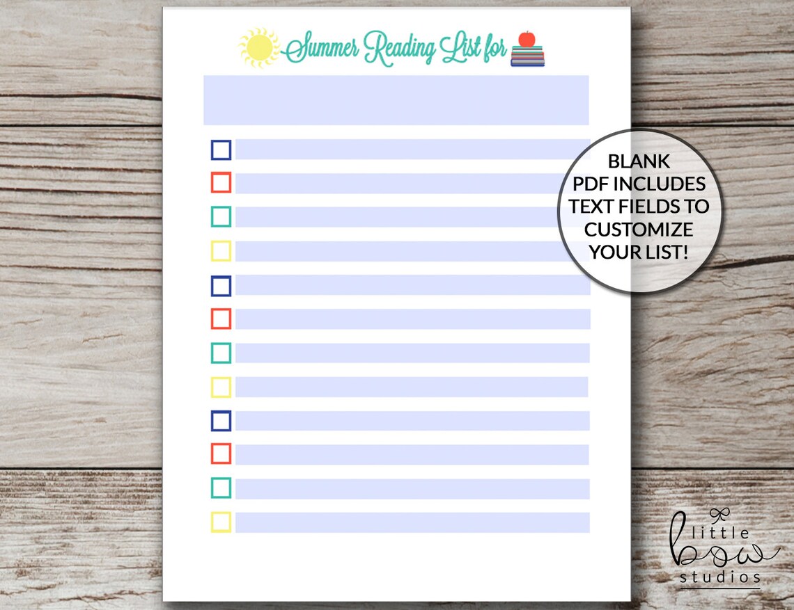 Printable Summer Reading List, Instant Download, Family Activity Sheet ...