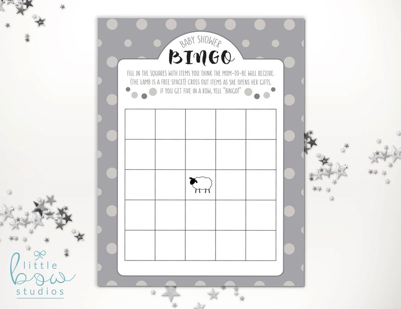 Little Lamb Baby Shower Bingo and What's in Your Purse Printable Games ...