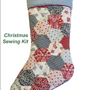 DIY Christmas Stocking Sewing Kit Makower Fabric Quilted Hexagon ...