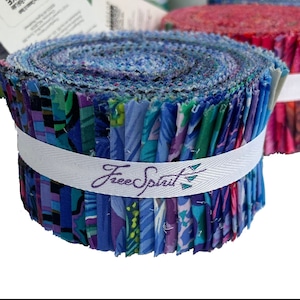 Blue Kaffe Fassett Jelly Roll Fabric, 100% Cotton, 2.5" X 44" 40 Quilting Strips - Free Spirit ...