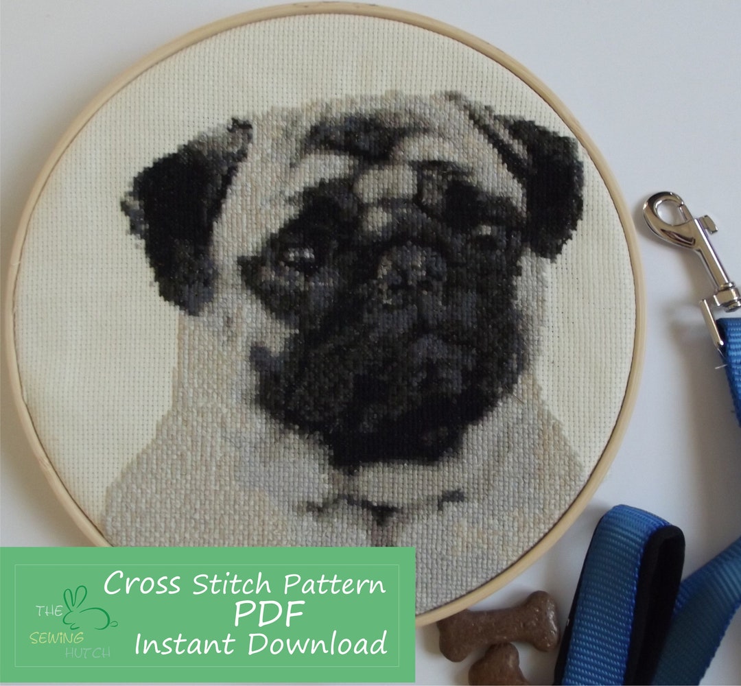 Pug Cross Stitch Digital Pattern - PDF Download - Etsy