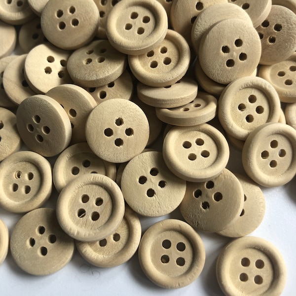 Natural Wood Buttons - Etsy UK