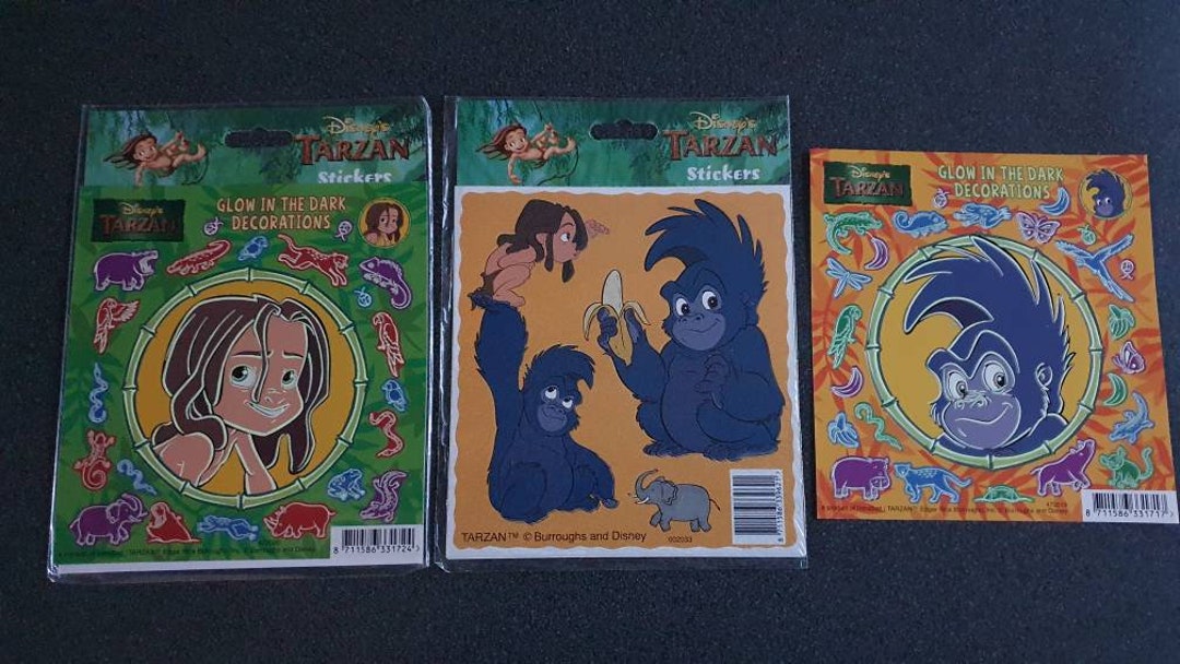 Disney Tarzan Stickers Vintage Glow in the Dark and Normal Sheet 1999 ...