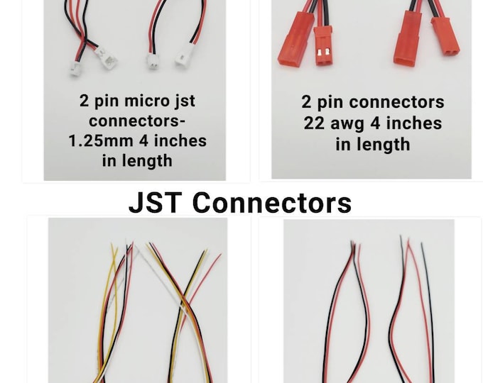 2 and 4 Pin Jst Connector Pairs 4 and 6 Inches in Length Great for ...