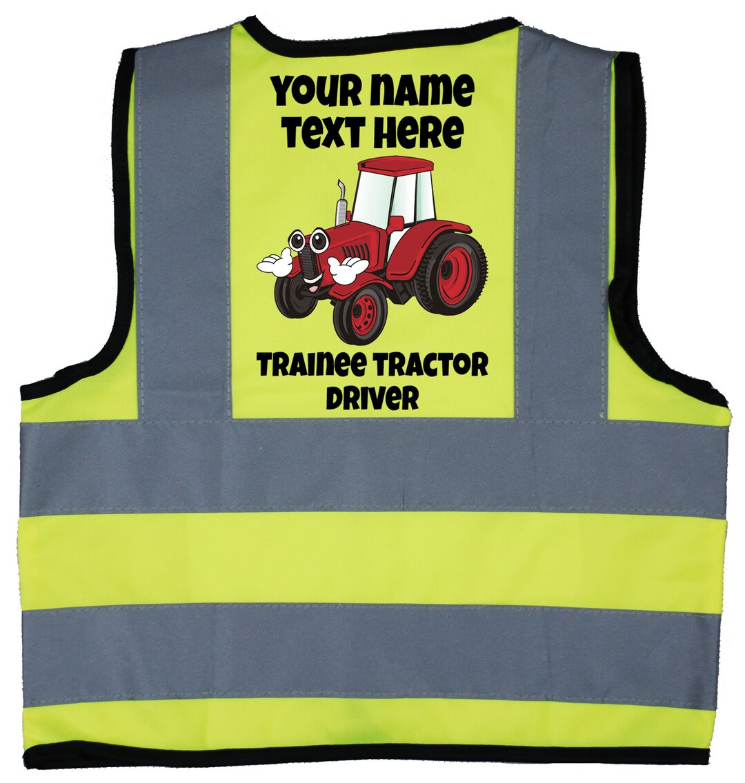 Personalised Trainee Tractor Driver Red Hi Vis Safety Jacket. Optional ...
