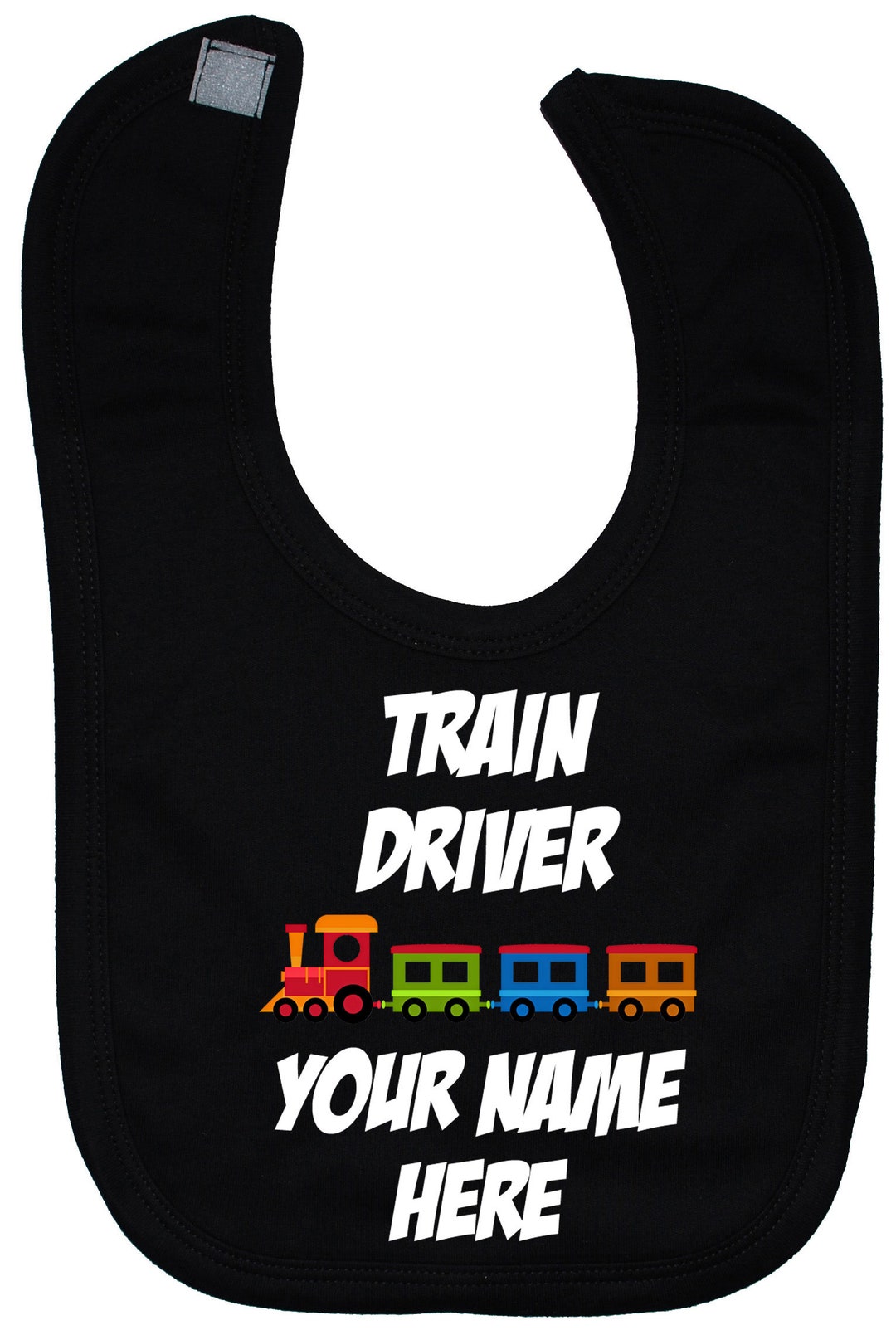 Train Driver Personalised Name Colour Pic Baby Feeding Bib Newborn to 3 ...