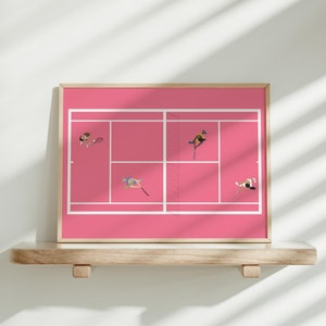 Pink Tennis Court Print | Retro Cute Tennis Art | Gift for Tennis ...