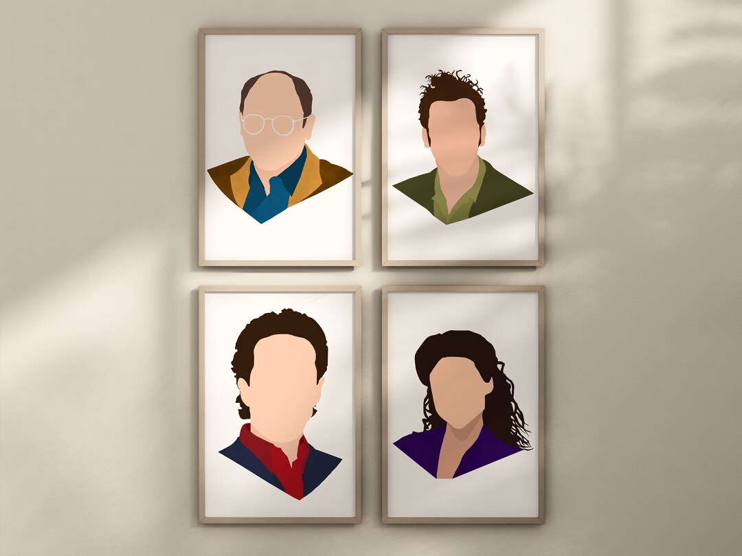 Set of 4 Seinfeld Minimalist Portraits Jerry Elaine Kramer - Etsy