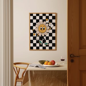 Retro Cartoon Daisy Print | Vintage Daisy Art | Cute Kitchen Decor ...