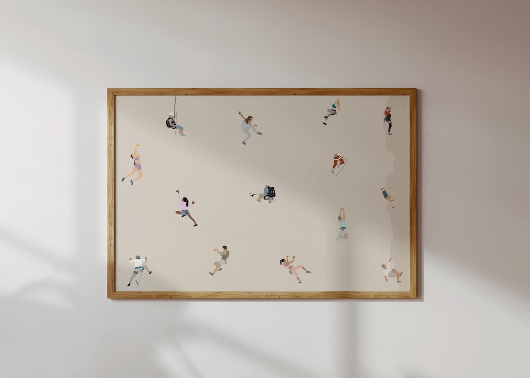 Tiny Rock Climbers Print | Minimalist Small People Art | Gift for ...