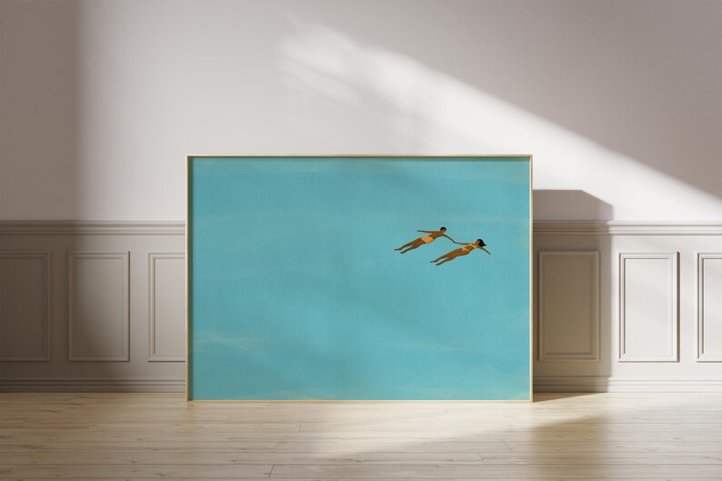 Man and Woman Floating in Pool | Couple Swimming Wall Art Horizontal ...