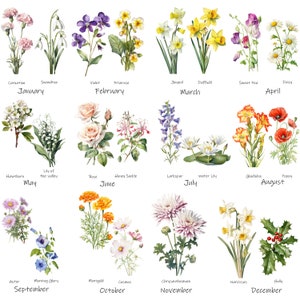 Custom Birth Flower Bouquet | Gift for Couple | Family Flower Bouquet ...