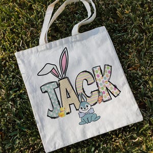 Custom Easter Retro Canvas Tote Bag Personalized Treat Easter Egg Hunt ...