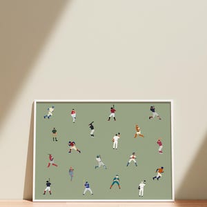 Tiny Baseball Players Print | Minimalist People Art Gift for Baseball ...