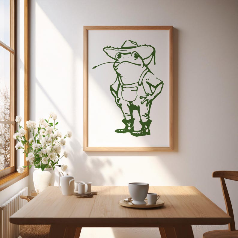 Cowboy Frog Farmer Print | Funny Cute Toad Poster | Southwest Desert ...