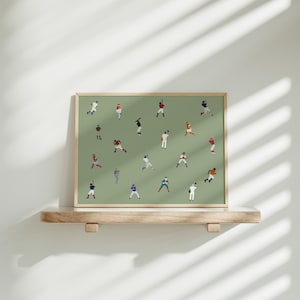 Tiny Baseball Players Print | Minimalist People Art Gift for Baseball ...