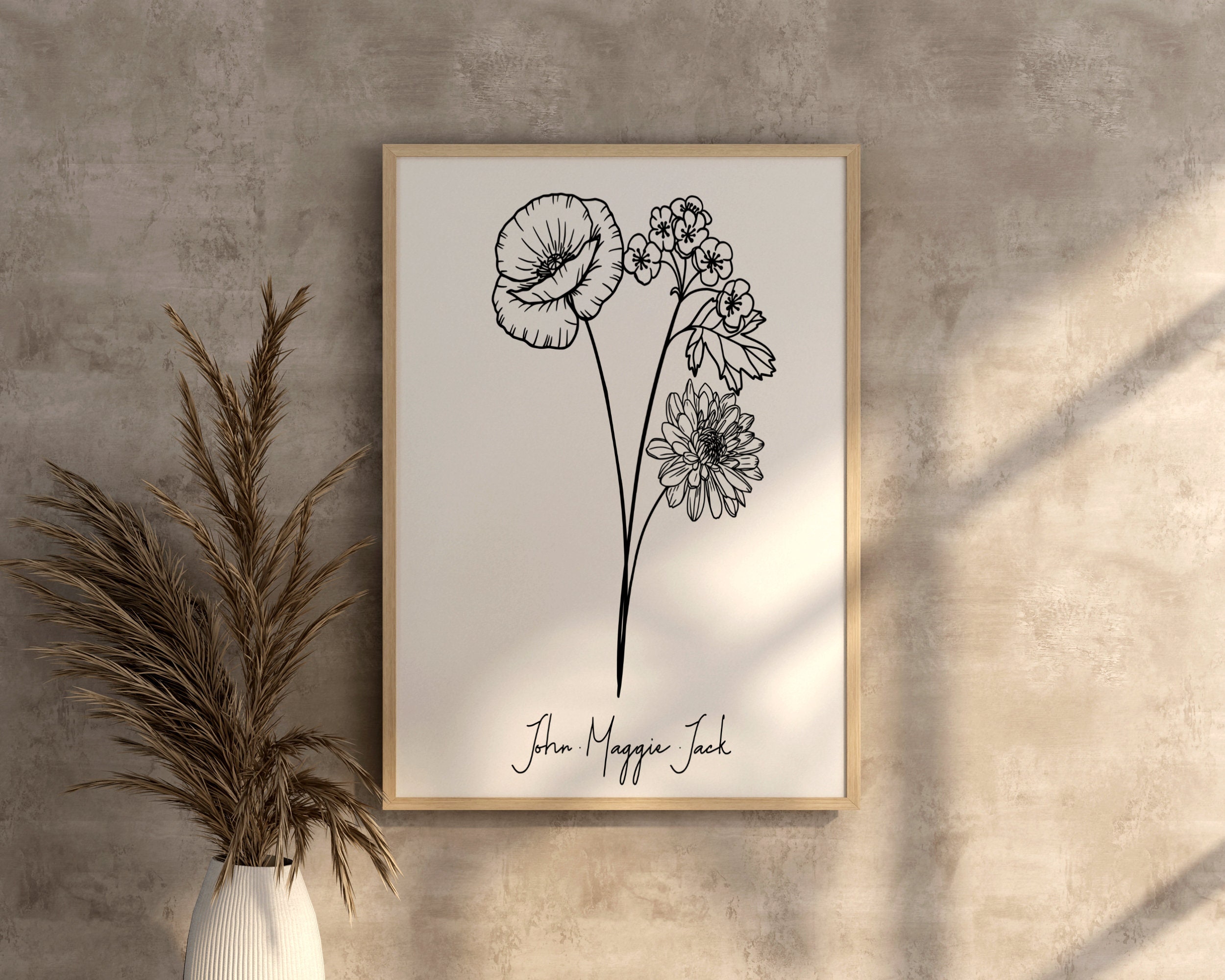 Family Flower Bouquet Birth Month Flower Art CUSTOM - Etsy