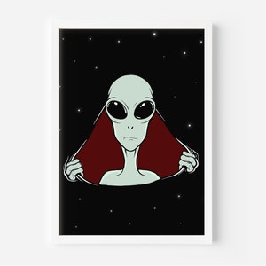 Alien Ripping Space UFO Wall Art Extraterrestrial Poster Outer Space ...