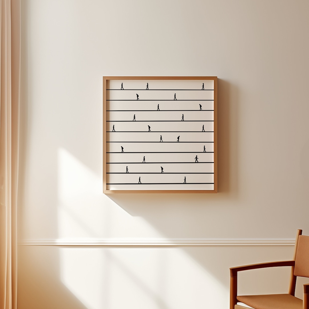 Tiny People Walking | Minimalist Wall Art | People Silhouettes | Black ...