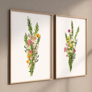 Set of 2 Wildflower Bouquets | Watercolor Floral Art | Colorful ...