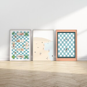 Set of 6 Minimalist Retro Pool Prints | Tiny People Swimming Art ...